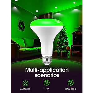L LOHAS LED Christmas Flood Light Bulbs, [2 Pack], Red Green LED BR30 Flood Light Indoor 65W Equivalent, 11 Watt Colored Can Light Bulbs E26, for New Year, Home Lighting, Holiday Party Decoration