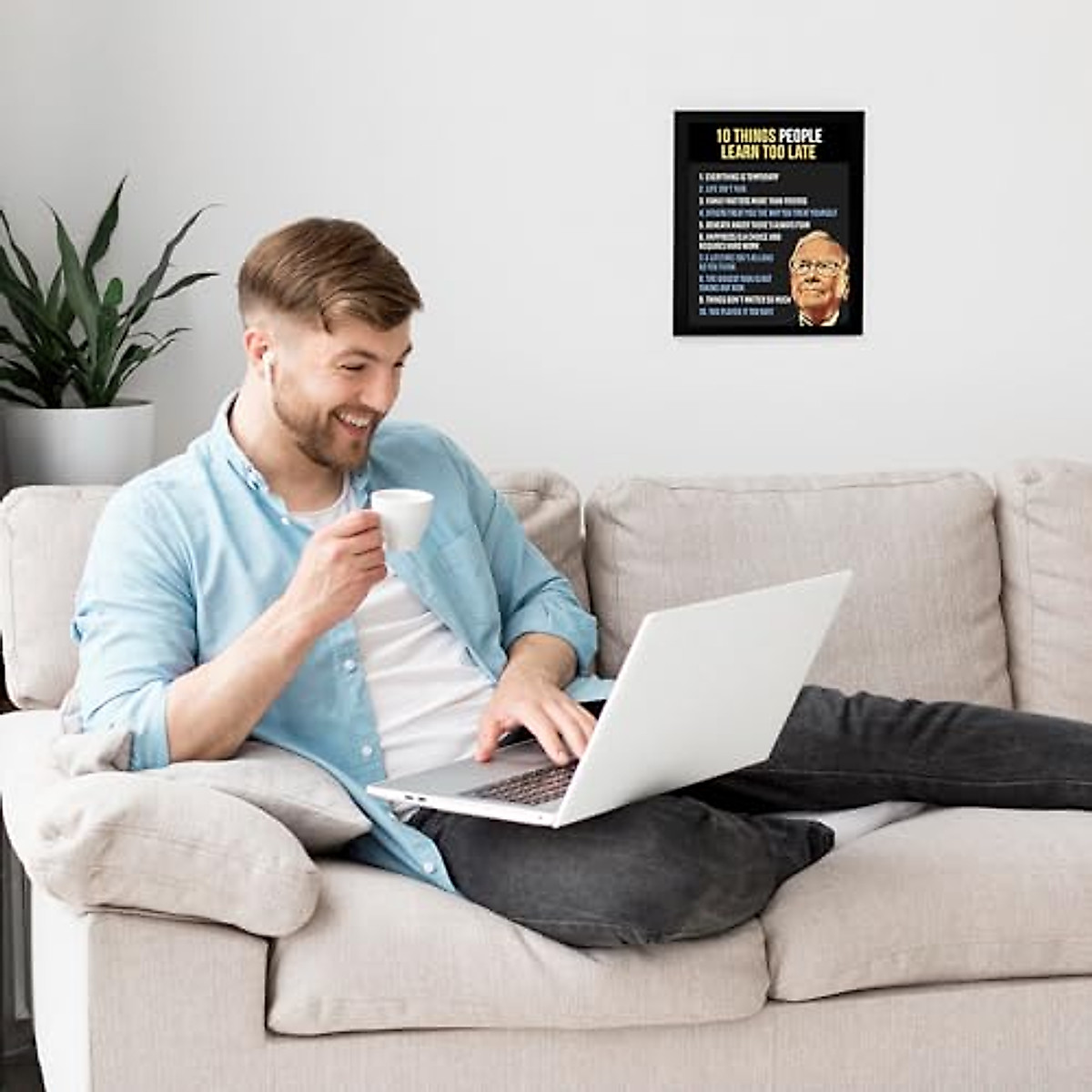 Warren Buffett Quotes- Ten Things People Learn Too Late- Motivational Wall Art Print with Silhouette Image, Inspirational Wall Decor For Home Decor, Office Decor & School Decor. Unframed-8x10"