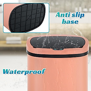 Qxznby 13 Gallon Automatic Trash Can Bathroom Trash Can with Lid, Garbage Can 50 Liter Touch Free High-Capacity Brushed, Stainless Steel Waste Bin for Kitchen Bedroom Living Room Office(Pink)