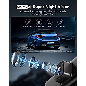 REDTIGER 4K Dash Cam Front and Rear, Touch Screen 3.18 Inch, Voice Control, 5.8GHz WiFi Car Dash Camera with 64GB Card, GPS, UHD 2160P Night Vision, WDR, Emergency Lock, Parking Monitor (F7N Touch)