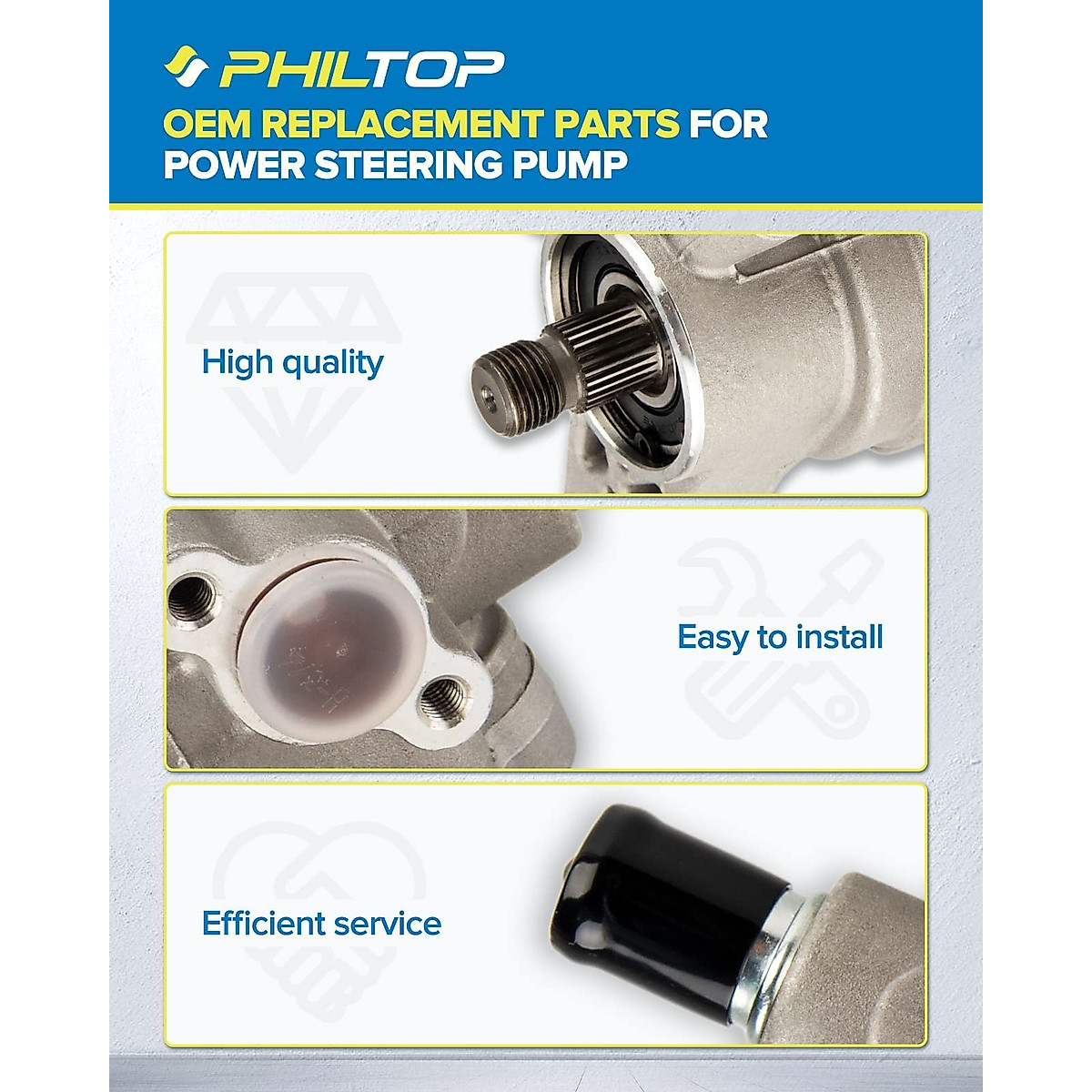 PHILTOP 21-5919 Power Steering Pump Fit For 1998-2002 Accord 2.3L Power Steering Pump