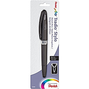 Pentel Arts Tradio Stylo Sketch Pen, Black Ink, Pack of 1 (TRJ50BPA)