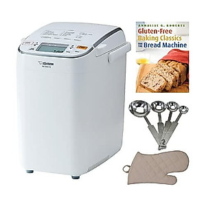 Zojirushi Home Bakery Maestro Breadmaker Bundle with Gluten-Free Book, Oven Mitt and Spoon-Set (4 Items)