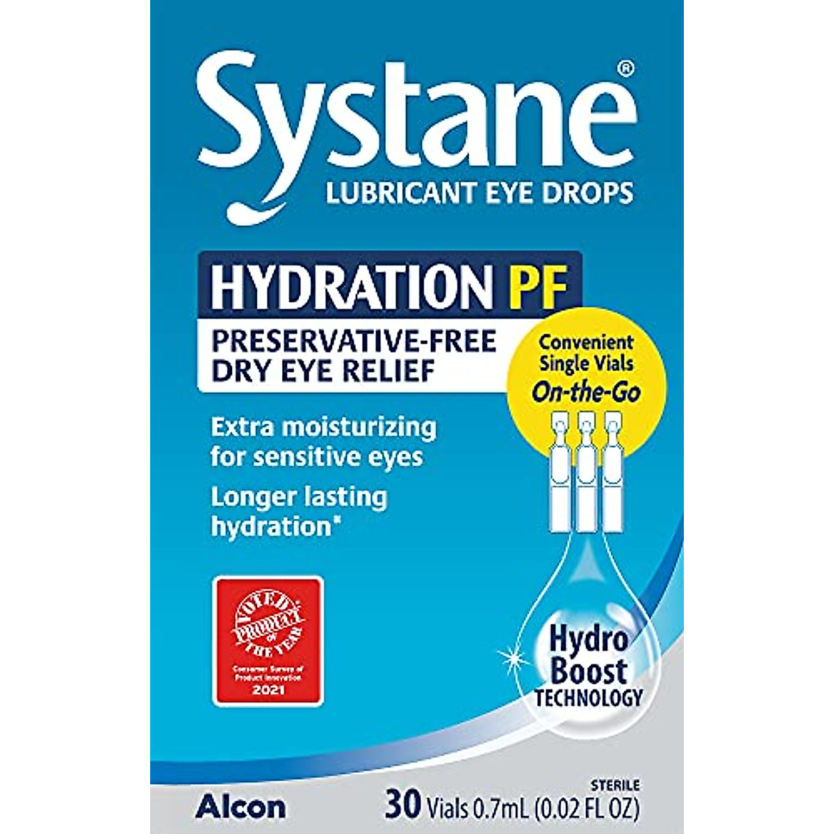 ALCON Systane Hydration Preservative-Free Lubricant Eye Drops, Transparent, 0.6 Fl Oz, 30 Count