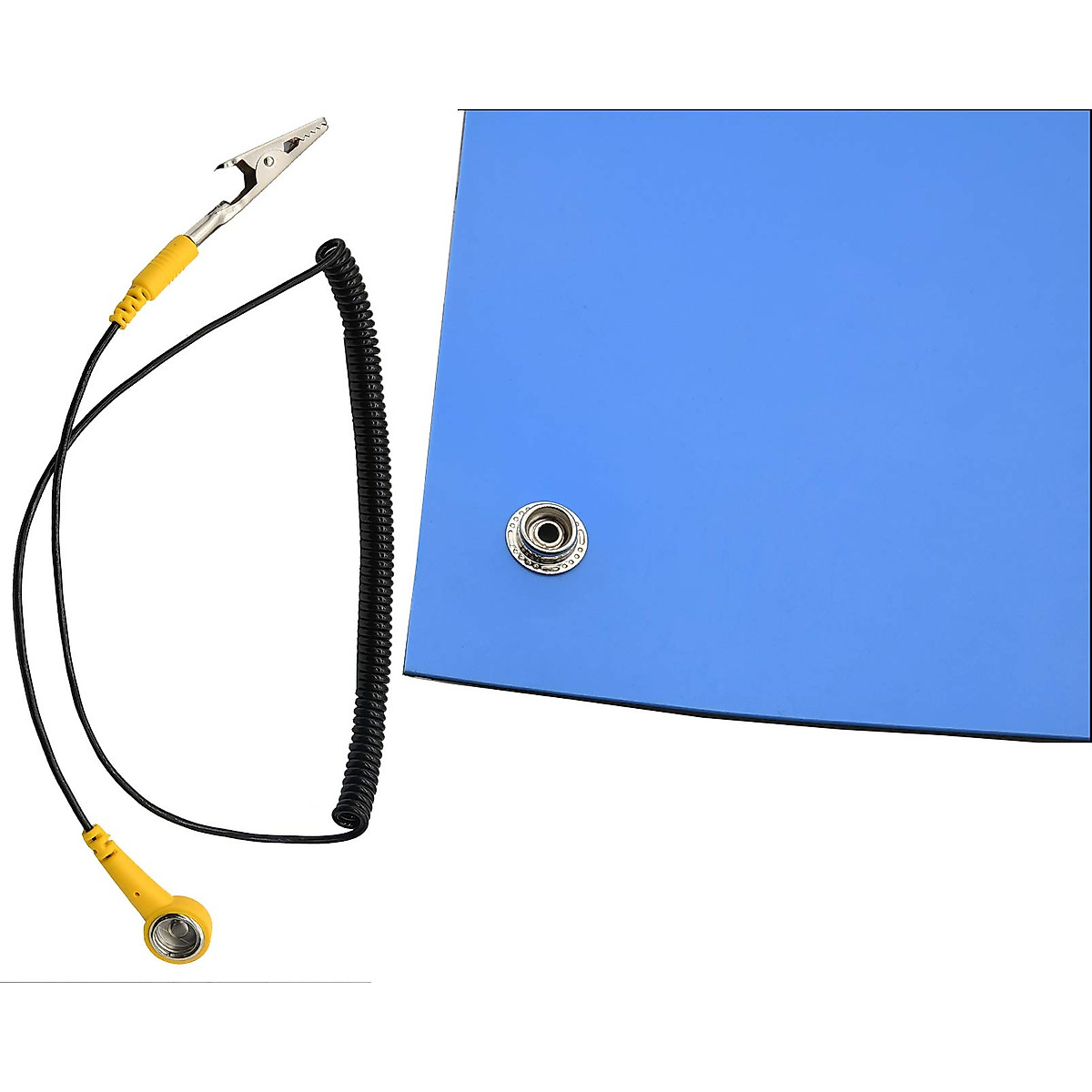 ESD High Temperature Mat Kit,ESD Mats,ESD Rubber Mat,ESD Kit,16" x 24" x 0.08",Blue, Anti-Static Mat with ESD Wrist Strap and ESD Grounding Cord for Sensitive Electronics Working - ESD Mat Kit