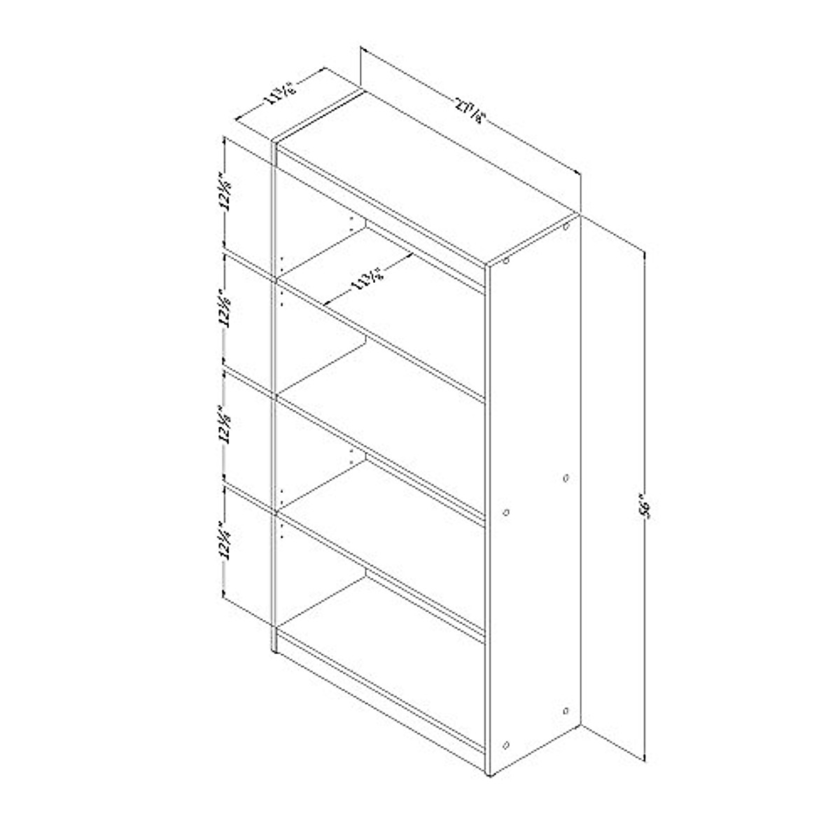 South Shore Axess 4-Shelf Bookcase-Pure Black