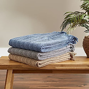 DII Industrial Tonal Textured Woven Throw 50x60, French Blue