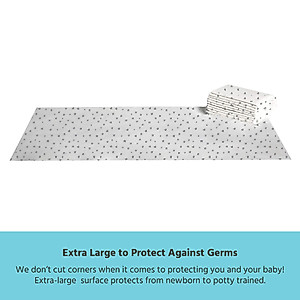 J.L. Childress Healthy Habits Disposable Changing Pads for Baby - Absorbent, No-Leaks, Diaper Changing Table Liners - Disposable Travel Changing Pads, 26" x 18" - Stars/Hearts/Arrows - Pack of 24