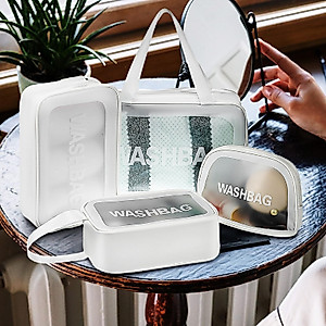 Cabilock 1 Set Toiletry Bag Makeup Bag Make up Bag for Women Vanity Bag Cosmetics Bag Makeup Pouches Women Makeup Pouch Clear Pouch Skincare Bag Pvc Translucent Travel Storage Bags White