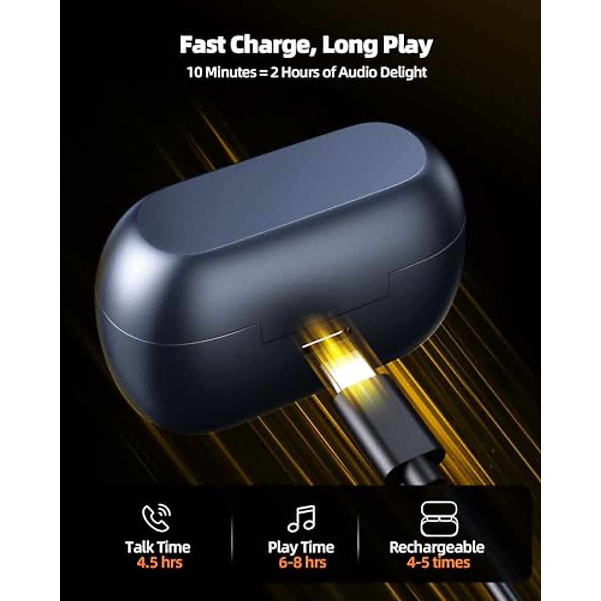 Skysay Wireless Earbuds ENC Noise Cancellation Bluetooth 5.3 Headphones Stereo Ear Buds with Digital Power Display, 100 Hrs Standby Time (Indigo)