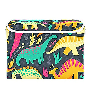 innewgogo Dinosaur Storage Bins with Lids for Organizing Organizer Containers with Handles Oxford Cloth Storage Cube Box for Home