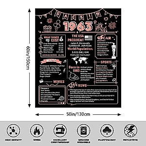 AYPUG 60th Birthday Gifts for Women - 50"x60" Throw Blanket 60th Birthday Decorations for Girl, 60th Birthday Gift Ideas, Back in 1963 Throw Blanket Grandma/Mom Birthday Gifts (Back in 1963)