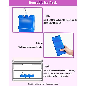 Mancro Breastmilk Cooler Bag with Ice Pack Fits 6 Baby Bottles, Insulated Baby Bottle Bag with Double Laye Design, Bottle Cooler for Baby Milk Suitable for Nursing Mom Daycare, Purple
