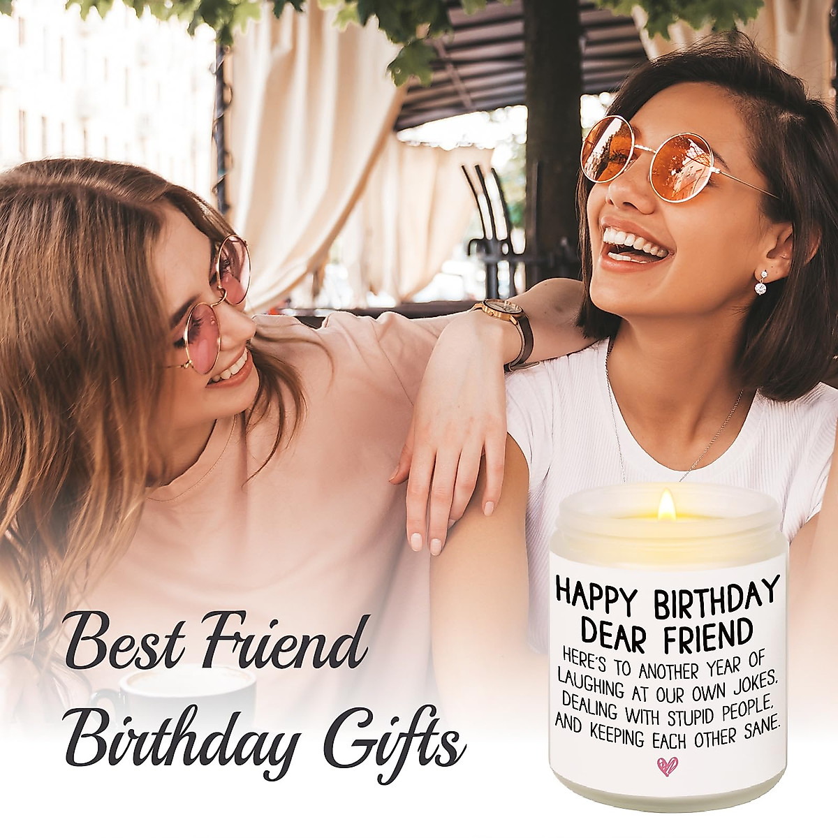 PETALSUN Birthday Gifts for Women Friendship, Friend Birthday Gifts for Women, Friend Birthday Candle- Handmade Lavender Natural Soy Wax Candle (7oz)- Happy Birthday Gifts for Best Friend Woman
