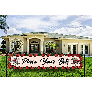 Place Your Bets Outdoor Banner Churchill Downs Kentucky Derby Party Horse Racing Large Fence Banner Front Yard Garden Decoration Sign