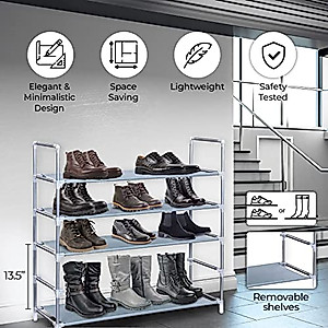 Halter 5 Tier Shoe Rack Organizer, Space Saving, Easy Storage Shoe Organizer Stand for Closets, Entryways and Bedrooms- Grey