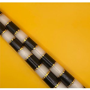 0 Handmade Decorative Hand Painted Taper Candles, 2 Pack | Striped Black & White | for Dinner Table and Interior Decoration