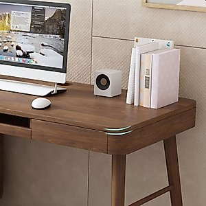 TOMYEUS Study Computer Desk Stable Wooden Desktop PC Desk with Lockers, Drawers and Keyboard Tray Modern Home Working Study Table Scalable Study Room Workstation Home Office Writing Desk