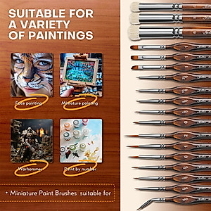 Golden Maple Miniature Paint Brushes Drybrush-18PCS Micro Detail Paint Brush Set, Small Fine Detail Model Brushes for Acrylics, Watercolors & Paint by Number, Citadel, Figurine, 40k - Cocoa Brown