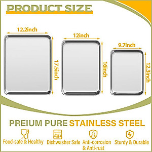 Baking Sheet Cookie Sheet Set of 2, Umite Chef Stainless Steel Baking Pans Tray Professional 12 inch, Non Toxic & Healthy, Mirror Finish & Rust Free, Easy Clean & Dishwasher Safe