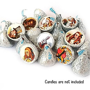 Alice in Wonderland Labels for Hershey's Kisses Chocolates by Adore By Nat - Candy Stickers Party Favors - Set of 240