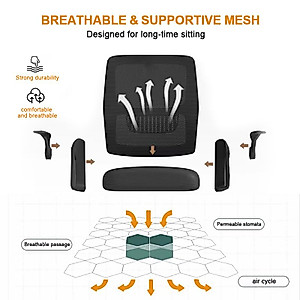 WXJHL Home Office Chair Ergonomic Desk Chair Breathable Mesh Chair High Back Desk Chair with Adjustable Height,Swivel Chair with Flip-Up Arms and Lumbar Support