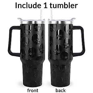 sxmluedn Goth Gifts Goth Tumbler Halloween Tumbler 40 Oz Skull Gifts Cup For Women Men Spooky Skeleton Travel Mug with Handle Lid and Straw
