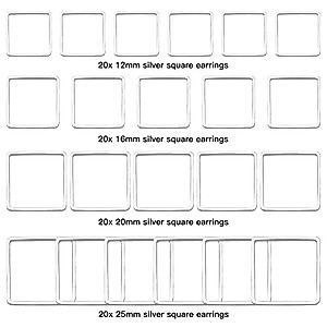 80Pcs Earring Hoop Jewelry Making Earring Beading Hoop Rings Earring Finding Hypoallergenic Square Earrings Beading Hoop Bulk Open Bezel Pendant Frame for DIY Crafts Accessories Supplies(Silver)