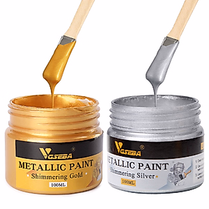Acrylic Paint Metallic Gold, Non Toxic, Non Fading, 100ml Gold Leaf Paint for Art, Painting, Handcrafts, Ideal for Canvas Wood Clay Fabric Ceramic Craft Supplies