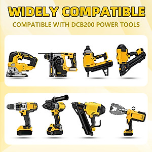 DASNITE 2Pack 7.0Ah 20Volt DCB200 Li-ion Batteries Replacement for Dewalt 20V Battery and DCB112 Charger Compatible with Dewalt 20V Max Cordless Tools DCB204 DCB206 DCB201 DCB207 DCD/DCF/DCG Series