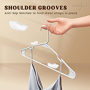 HOUSE DAY White Plastic Hangers 60 Pack, Plastic Clothes Hangers Space Saving, Sturdy Clothing Notched Hangers, Heavy Duty Coat Hangers for Closet, Laundry Hangers for Adult Coat, Suit, Shirt, Dress