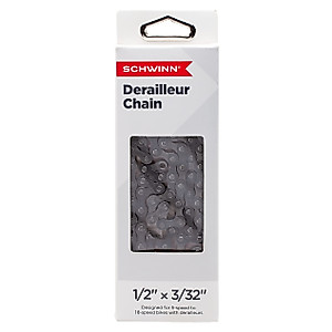 Schwinn Bike Chain, 1/2" X 3/32" Derailleur Chain, 112 Total Links, for Derailleur Bikes, Mountain Bikes, 5 to 18-Speed Bikes, Hybrid Bikes, or Comfort Bikes