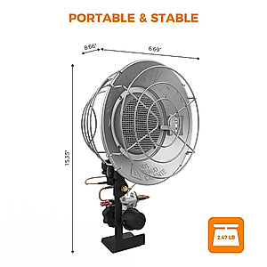 Propane Tank Top Heater, CAMPLUX Outdoor Tanktop Heater with Tip-Over Switch for Garage, Camping, Hunting, Single Burner Heavy Duty Steel 15,000 BTU