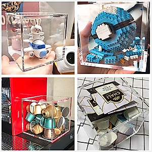 LOVPLAY Large Acrylic Storage Box Coffee Pod Holder Clear Acrylic Hinged Lid Box Organizers Accessories Anti Dust Durable Clear Acrylic Box for House and Office Use, Transparent Box