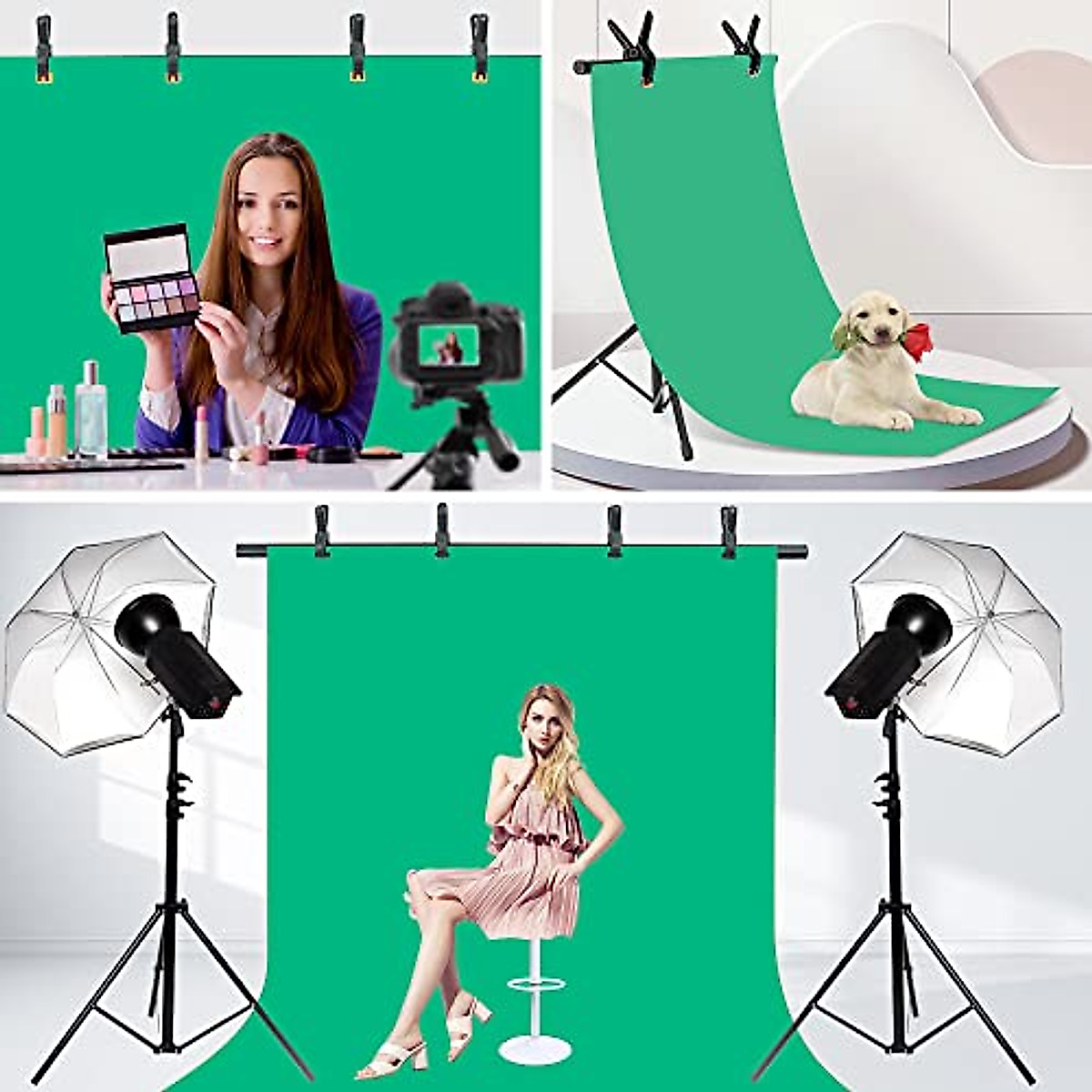 Coliflor T-Shape Portable Backdrop Stand, 6.5x3.2ft Adjustable Photo Background Stand Kit, Sturdy Small Back Drop Holder with 4 Spring Clamps, Carry Bag for Parties, Photography and Video Studio