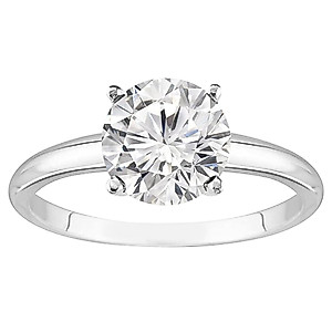 14K White Gold 1.5 Carat Lab Grown 4 Prong Solitaire Round Cut IGI CERTIFIED Diamond Engagement Ring (1.5 Ct,H-I Color VS1-VS2 Clarity)