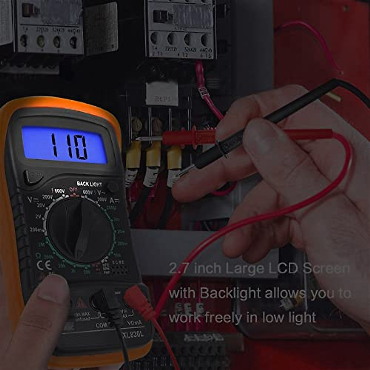 Digital Multimeter Voltmeter Battery Circuit Multi Tester OHM Volt Amp AC DC Voltage Current Continuity Resistance Diodes Electrical Test Meter with Test Leads LCD Display