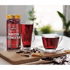 BLUE TEA - Hibiscus Flower Herbal Tea - 1.76 Oz (Pack of 2) | PRIME SAVING DAY | SKIN GLOW ENHANCING TEA | Flower Based - Non-Bitter - Caffeine Free - Tangy Flavor - GMO - Free - Natural Ingredients | Food Grade Pet Jar