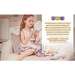 Play22 Princess Dress Up Shoes - 18pc Princess Toys for Little Girls - Toddler Dress Up Jewelry Toy Heels - 4 5 Year Old Girl Birthday Gifts – 4 Pairs of Shoes 2 Earrings 3 Bracelets and 3 Rings.