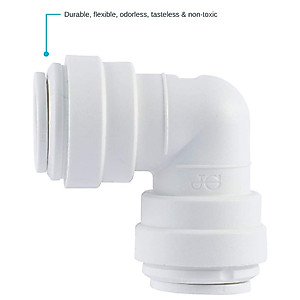 John Guest Speedfit 1/4 Inch OD Union 90 Degree Elbow Connector, Push to Connect Plastic Plumbing Fitting, PP0308WP