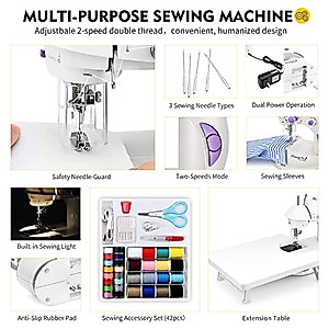 Magicfly Mini Sewing Machine for Beginner, Dual Speed Portable Sewing Machine Machine with Extension Table, Light, Sewing Kit for Household, Travel