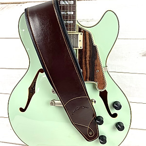 Walker & Williams Super Wide 4" Dark Brown Double Premium Padded Top Grain Leather Guitar Strap For Acoustic, Electric, And Bass Guitars