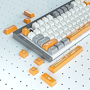 AULA PBT Keycaps, 10 Keys Dye-Sub Custom Keycaps Set for Cherry Gateron MX Switches Mechanical Keyboards, Fashion Cute Keyboard Keycaps (Orange)