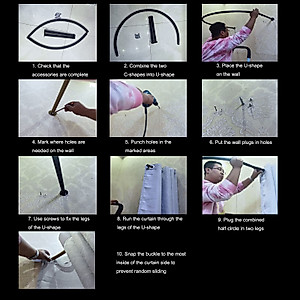 Madamera Clothing Store Fitting Room, Changing Room Used in Mall and Office, U-Dressing Room for Privacy Protection and Room Divider, Including Shading Curtain, Hanging Rod and Hook Up