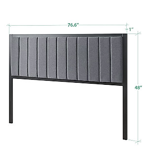 ZINUS Anuar Upholstered Headboard Channel Stitched Upholstery, Easy Assembly, King, Gray