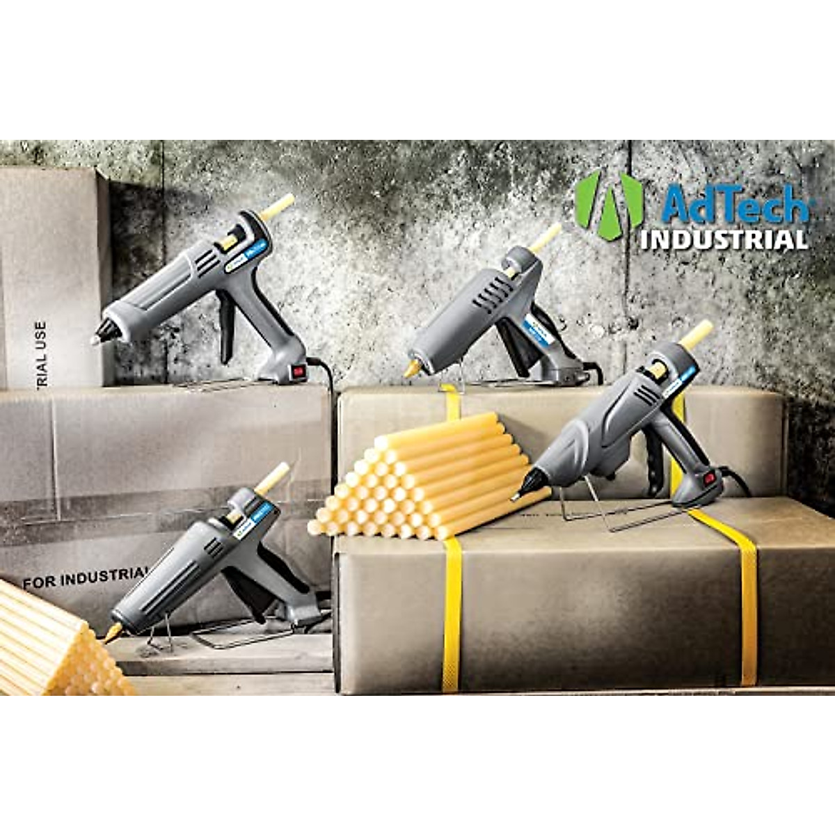 AdTech Industrial Strength Full Size High-Output Hot Melt Glue Gun – Professional Grade Hot Glue Gun for Carpentry, Repairs & Remodeling, Grey, 200 watts - 189