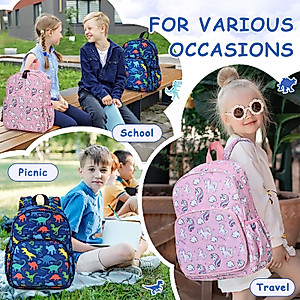 RAVUO Kids Backpack, Cute Dinosaur Backpack for Boys Toddler School Bookbag with Chest Strap