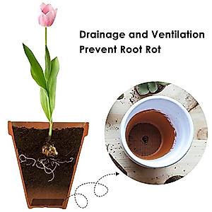 Flower Pot Hole Mesh Pad, 5 Pack 11.8x7.8 inch Rigid Polyethylene Squares Garden's Drainage Mesh Hole Screens, DIY Bonsai Pot Bottom Grid Mesh Mat Mesh Screen