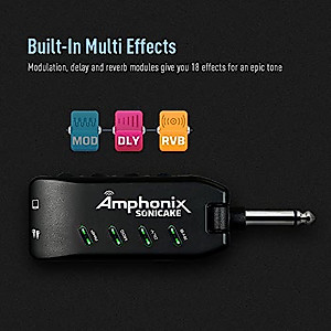 SONICAKE Guitar Headphone Amp Plug-In USB Rechargable Portable Pocket Guitar Amplifier With Bluetooth Multi-Effects Clean Overdrive Distortion Modulation Delay and Reverb
