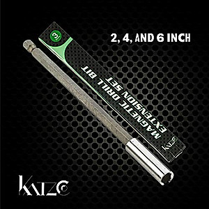 Katzco Magnetic Bit Holder Extensions - 3 Piece Set - 2, 4, and 6 Inch - for Drills, Socket Adapters, Automotive Maintenance, Shops, Mechanics, Household Use, DIY, Repair Work, and More